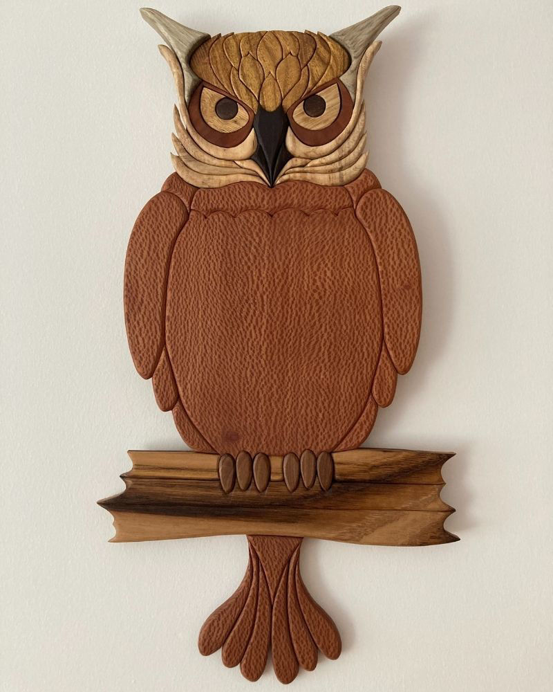 Xumaru | Wood & Ceramic Art , Home Decor and Gift Store. Wood Intarsia-Owl