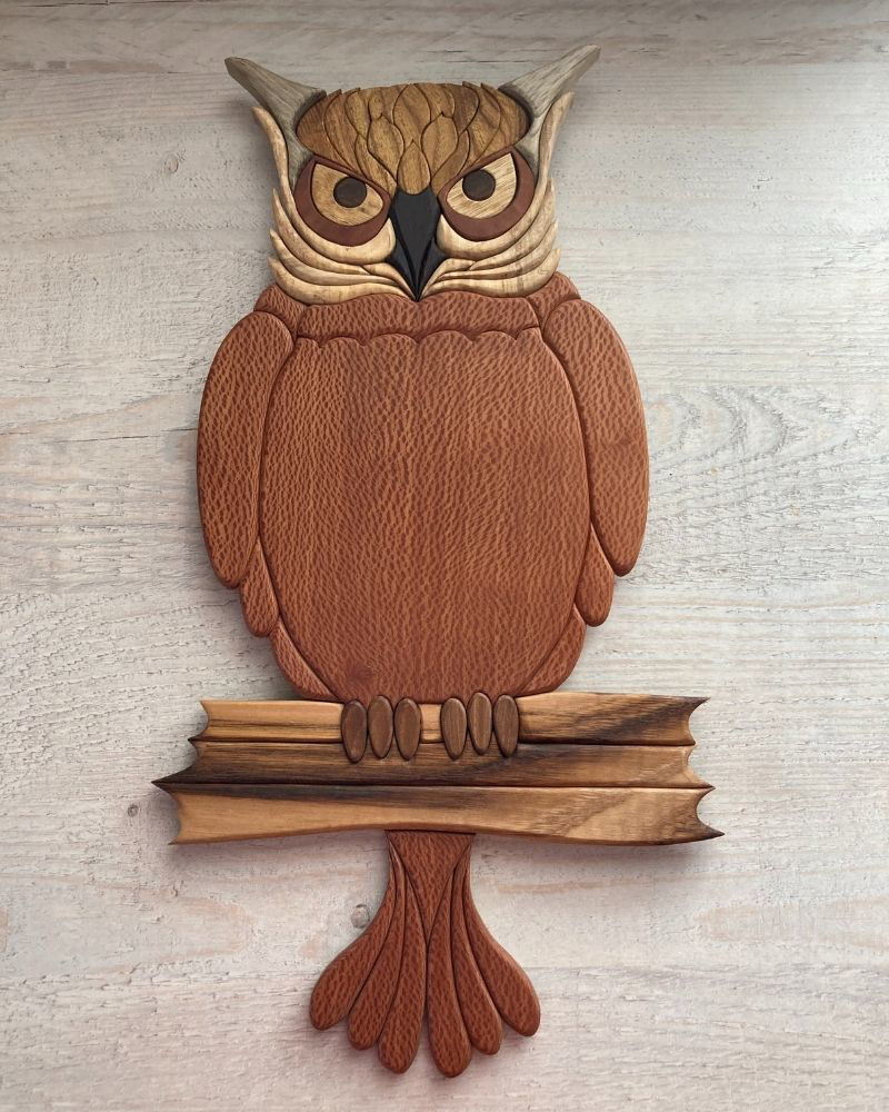 Xumaru | Wood & Ceramic Art , Home Decor and Gift Store. Wood Intarsia-Owl